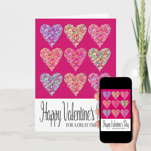 Heart Filled Happy Valentine's Day Friend Card | Zazzle