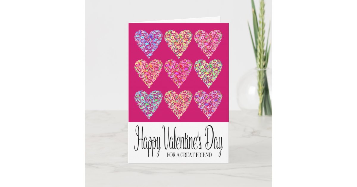 Heart Filled Happy Valentine's Day Friend Card | Zazzle