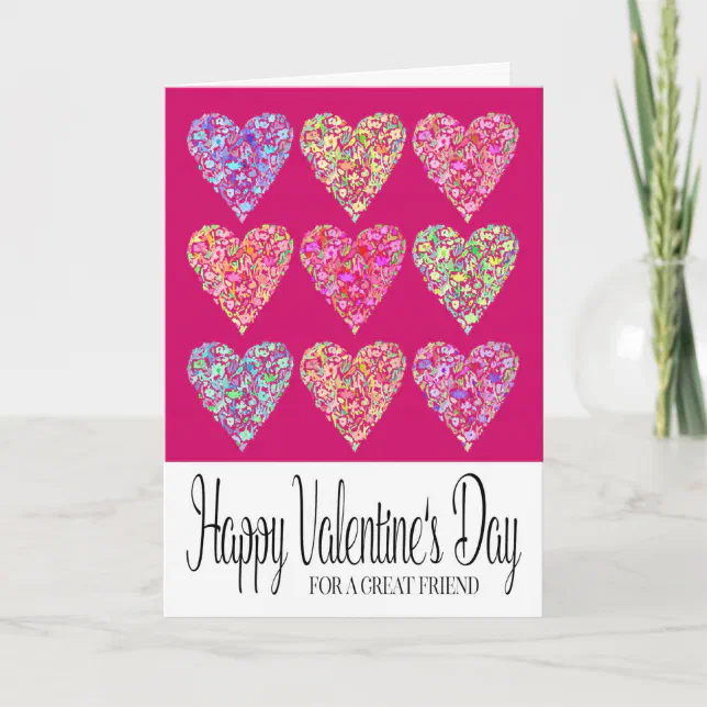 Heart Filled Happy Valentine's Day Friend Card | Zazzle