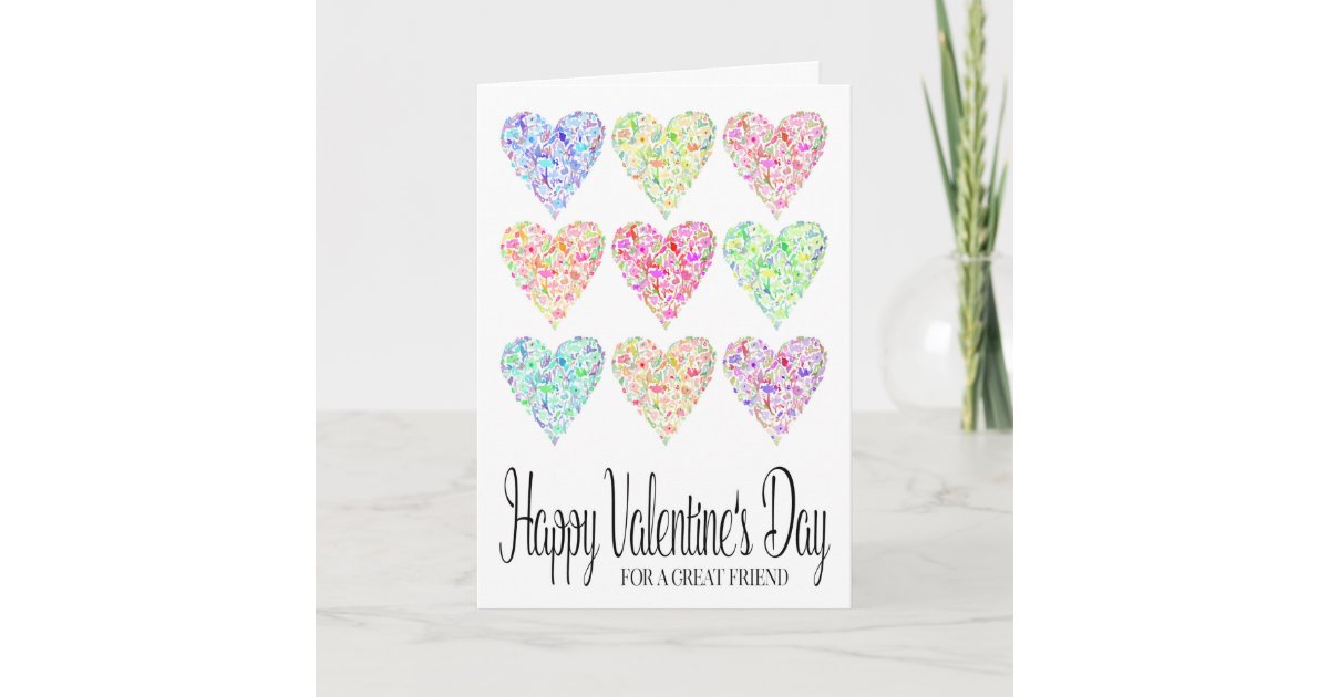 Heart Filled Happy Valentine's Day Friend Card | Zazzle