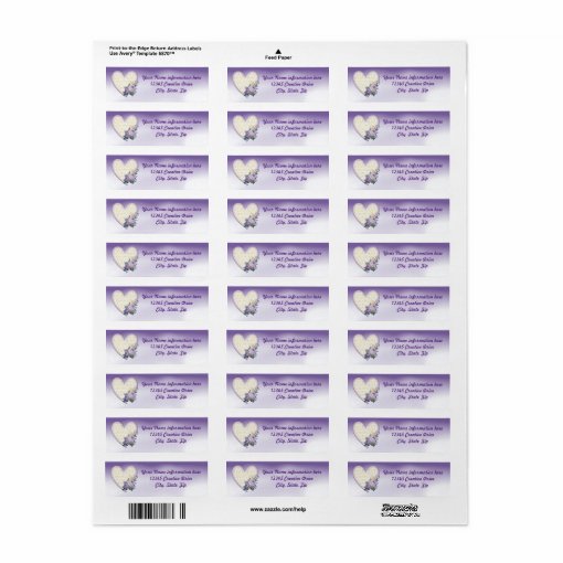 Heart Flowers Musical Notes Purple Return Address Label | Zazzle