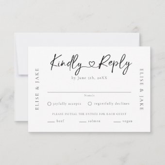 Heart Font Wedding RSVP Card | Zazzle