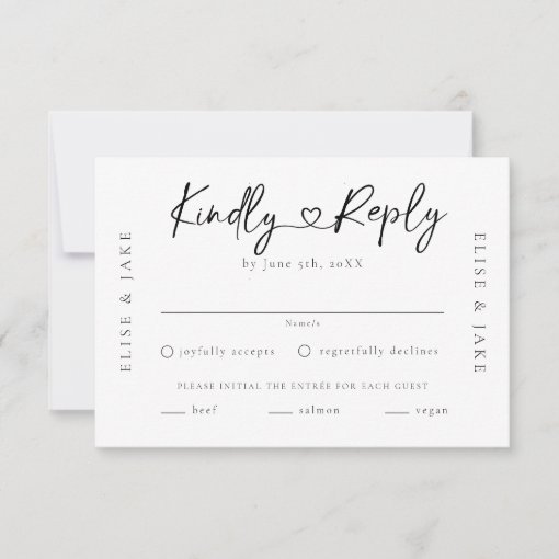 Heart Font Wedding RSVP Card | Zazzle