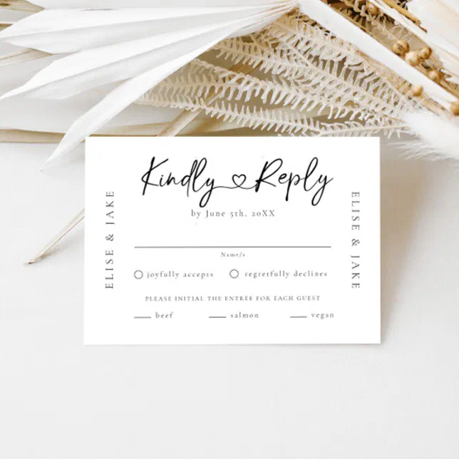 Heart Font Wedding RSVP Card | Zazzle