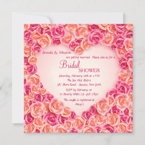 Heart Frame of Roses Invitation | Zazzle