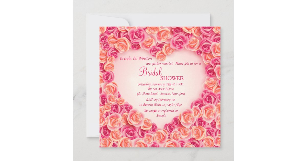 Heart Frame of Roses Invitation | Zazzle