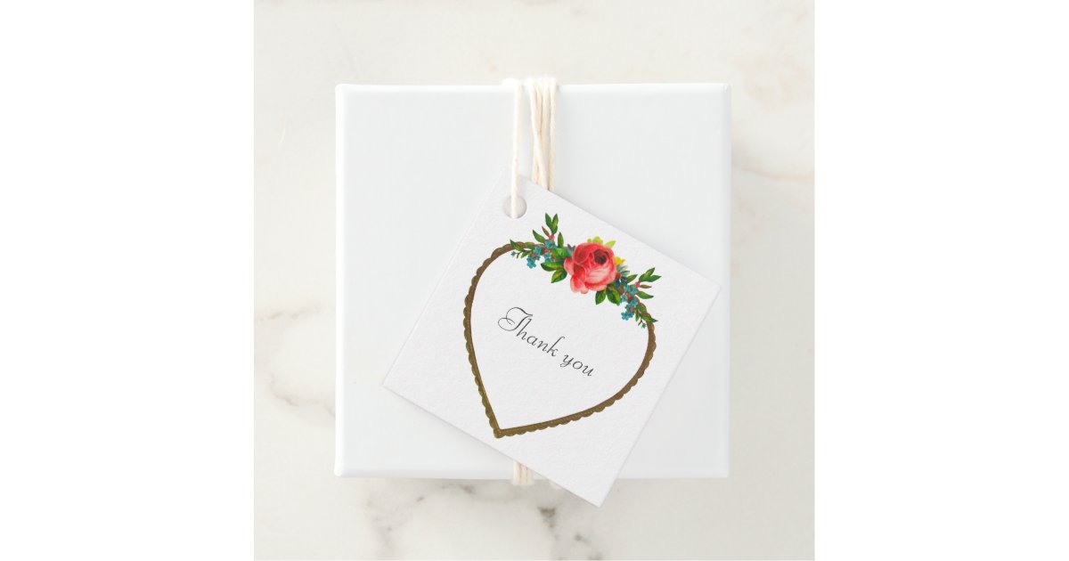 Heart Frame Thank you Favor Tags | Zazzle