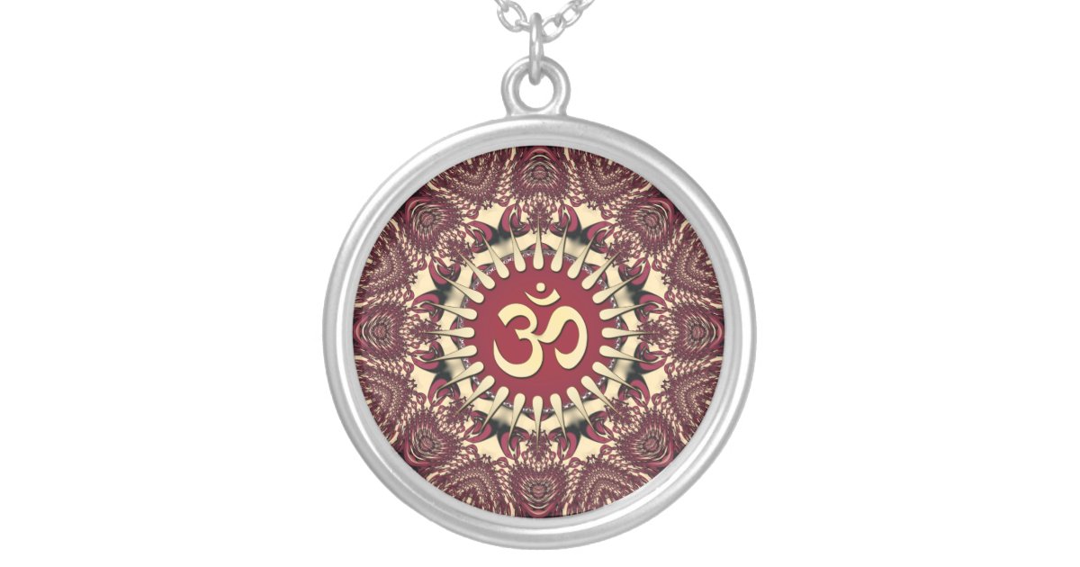 Heart Geometric Mandala Aum Symbol Necklace | Zazzle