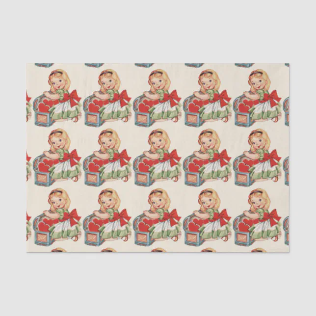 Heart Girl Child Retro Cute Children Tissue Paper | Zazzle