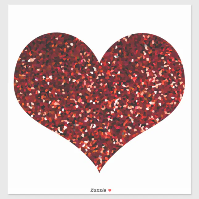Heart Glittery Red Glitter Sparkly Pattern Wedding Sticker | Zazzle