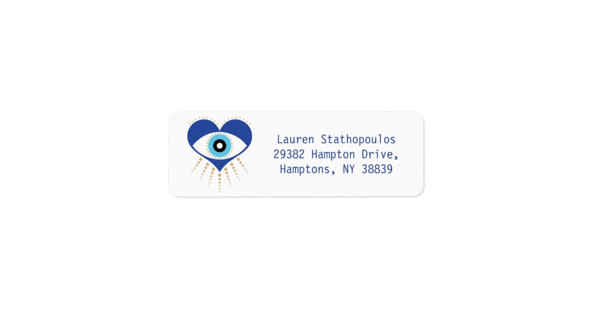 Heart Greek Evil Eye Label | Zazzle