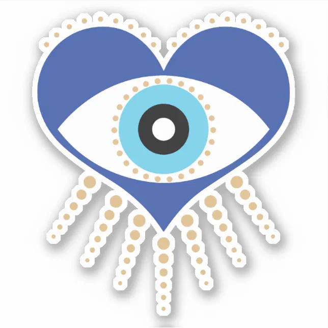 Heart Greek Evil Eye Sticker | Zazzle