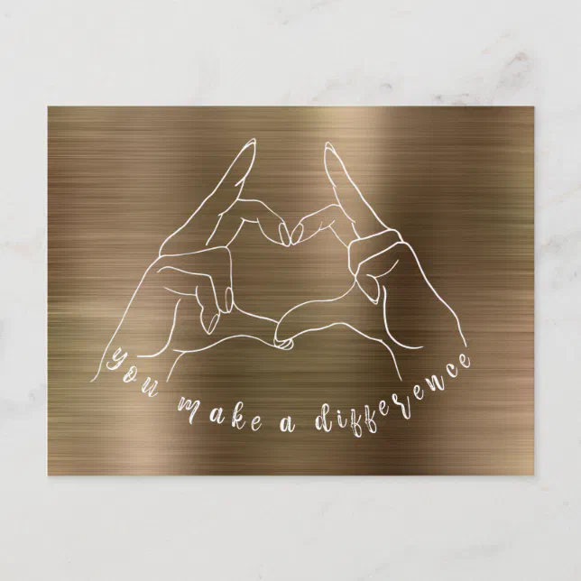 Heart Hand Symbol You Make a Difference Postcard | Zazzle