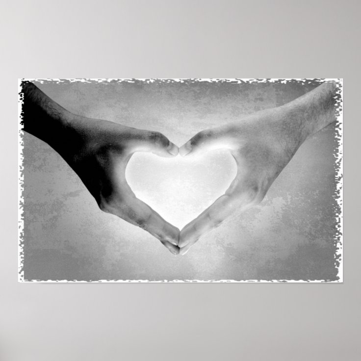 Heart Hands B&W Photo Poster | Zazzle