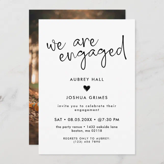 Heart & Handwriting We Are Engaged Photo Invitation | Zazzle