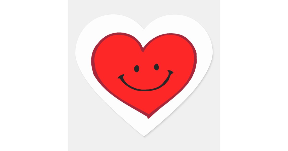 Heart (Happy Face) Heart Sticker | Zazzle