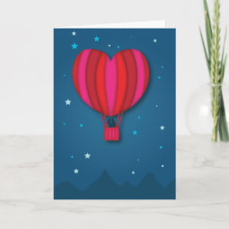 Heart Hot Air Balloon Valentine's Day Card | Zazzle