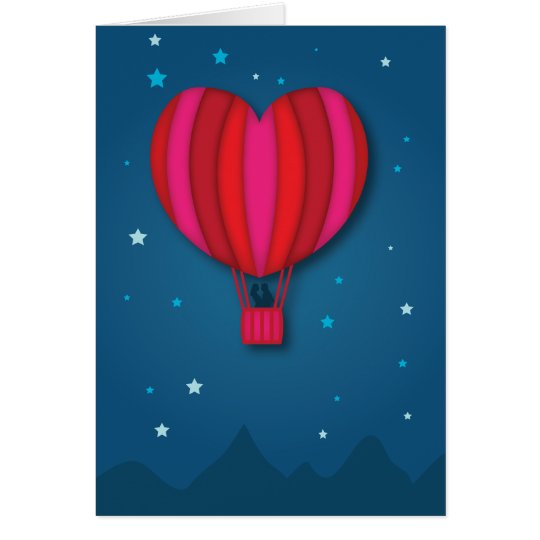 Heart Hot Air Balloon Valentine's Day Card | Zazzle.com