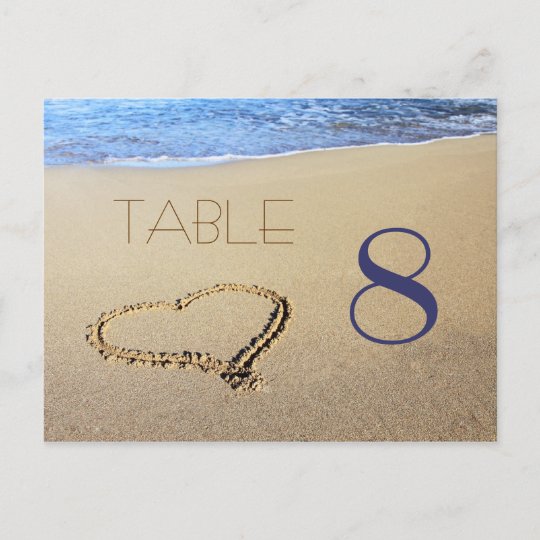 Heart in Sand Table Number Cards | Zazzle.com