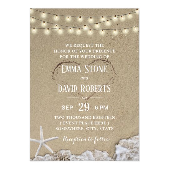 Heart in the Sand Rustic Beach Wedding Invitation | Zazzle.com