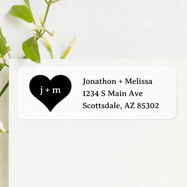 Heart Initials Wedding Invitation Return Address Label | Zazzle