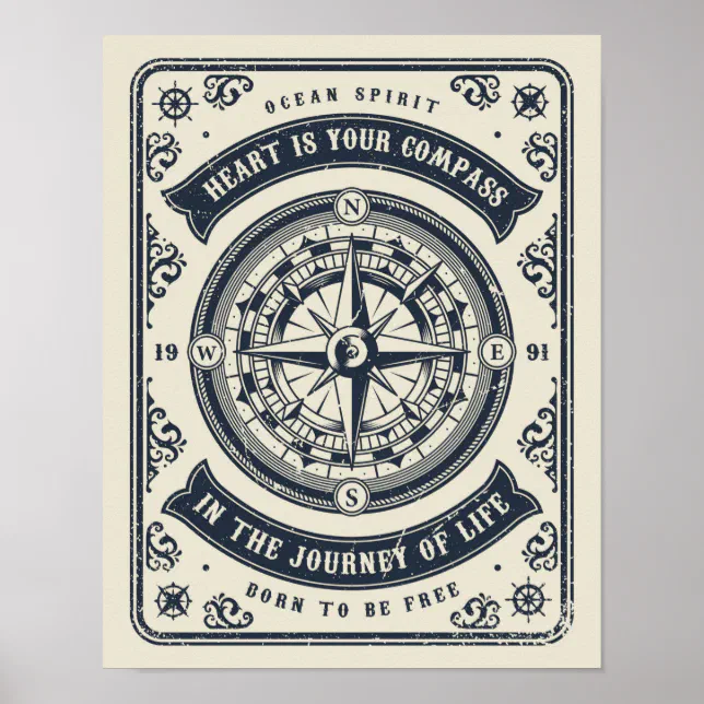 Heart is the Compass Poster | Zazzle