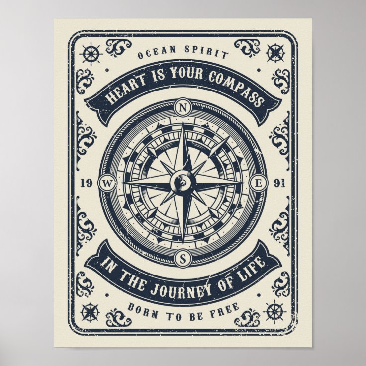 Heart is the Compass Poster | Zazzle