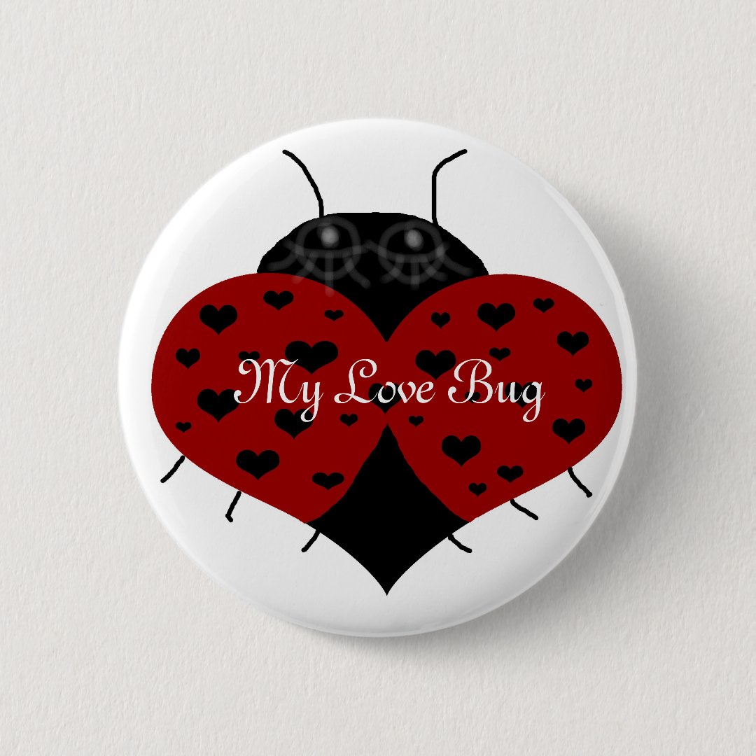 Heart ladybug, My Love Bug button | Zazzle