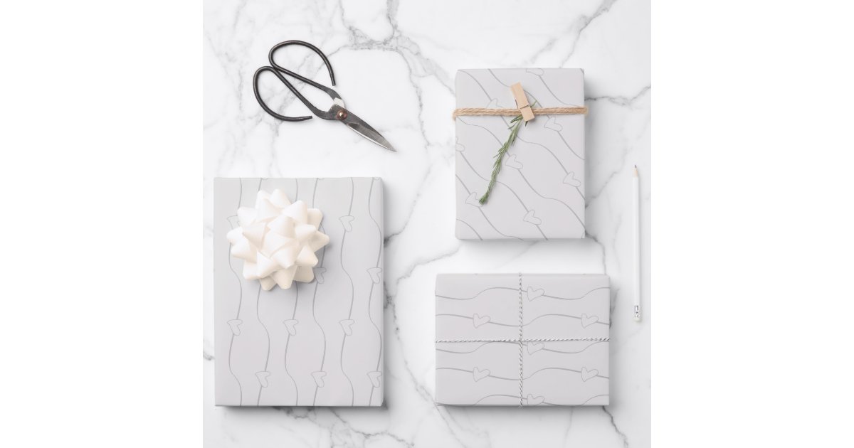 Heart Link on White Lilac Wedding Engagement Wrapping Paper Sheets | Zazzle