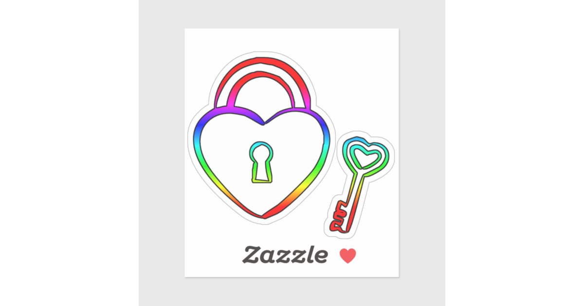 Heart Lock and Key Sticker | Zazzle