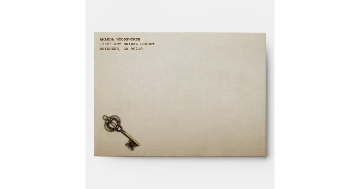 Heart Lock and Skeleton Key Wedding Envelopes | Zazzle