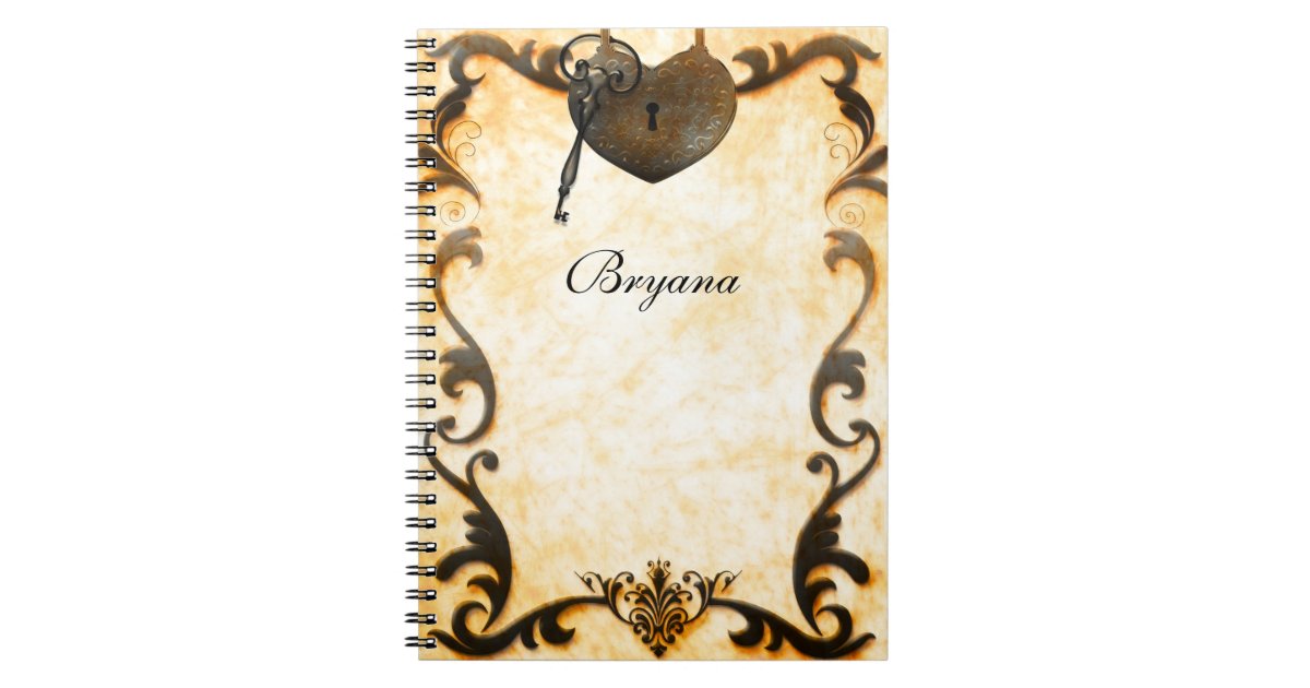 Heart Lock & Key Vintage Antique Notebook Journal | Zazzle