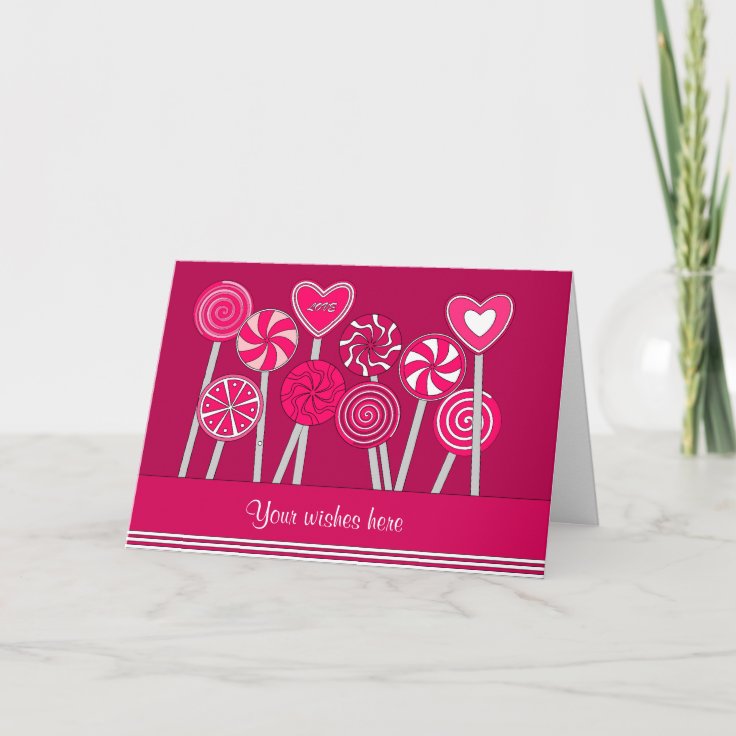 Heart Lollipops Design Greeting Card | Zazzle