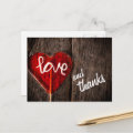 Heart Love and Thanks Rustic Barn Wood Thank You Postcard | Zazzle