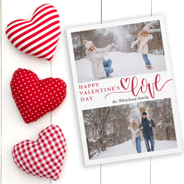 Heart Love Photo Collage Valentine's Holiday Card | Zazzle