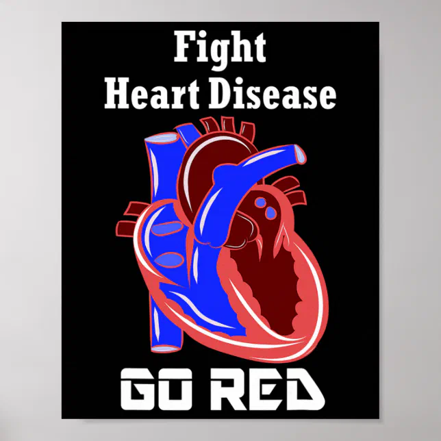 Heart Month Go Red For Heart Disease Awareness Gif Poster | Zazzle
