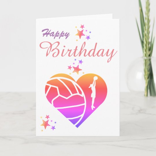 Heart Netball Theme Birthday Greeting Card | Zazzle.com