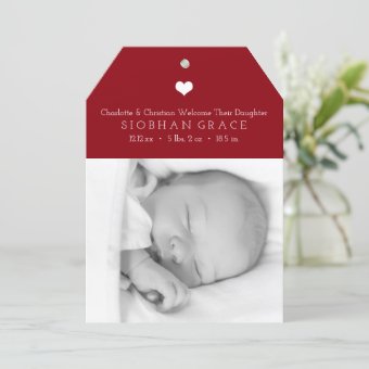 Heart New Baby Red Personalized Photo Template | Zazzle