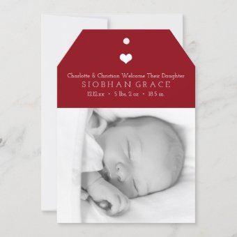 Heart New Baby Red Personalized Photo Template | Zazzle