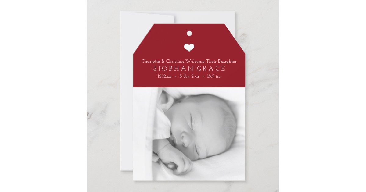 Heart New Baby Red Personalized Photo Template | Zazzle