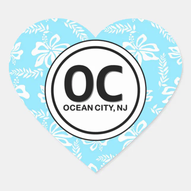 Heart OC Ocean City NJ Blue Flower Stickers | Zazzle