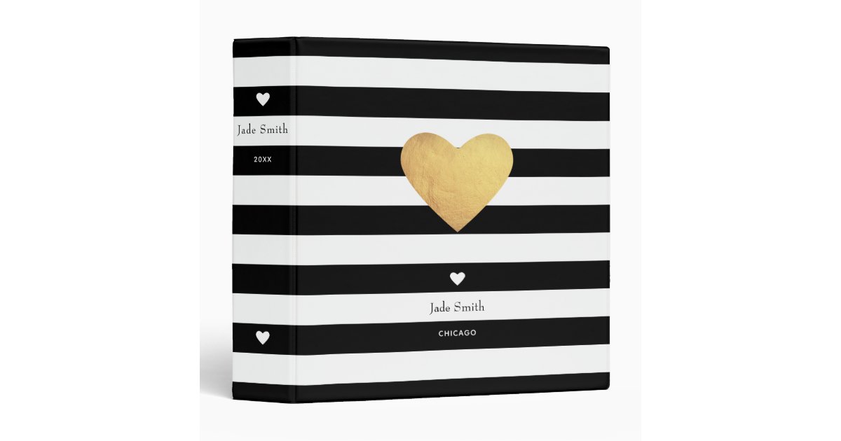 Heart Of Gold With Stripes Binder | Zazzle