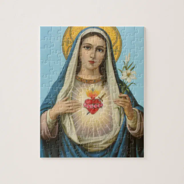 Heart of Mary Our Lady Holy Maria Mother of God Jigsaw Puzzle | Zazzle