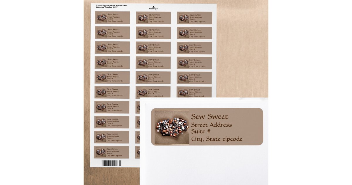 Heart of Metallic Buttons Bronze Return Address Label | Zazzle