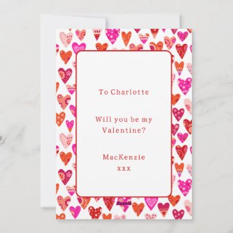 Heart Pattern Red Pink Valentines Holiday Card | Zazzle