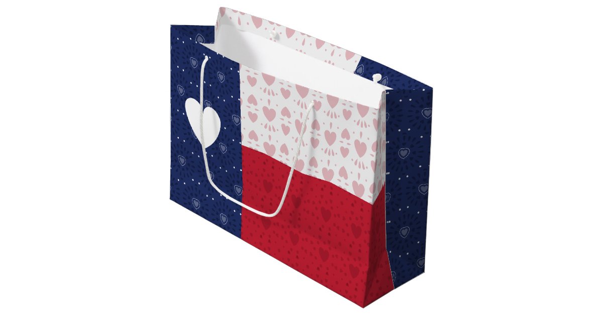 Heart Patterned Texas State Flag Large Gift Bag | Zazzle