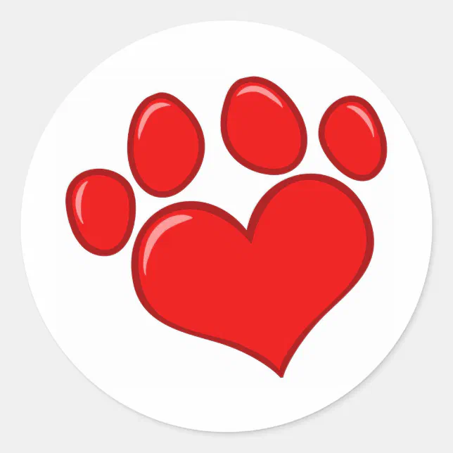 Heart Paw Print Classic Round Sticker | Zazzle