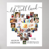Heart Photo Collage Life Well Lived Custom Funeral Poster | Zazzle