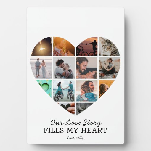 Heart Photo Collage Valentine's Custom Text Plaque | Zazzle