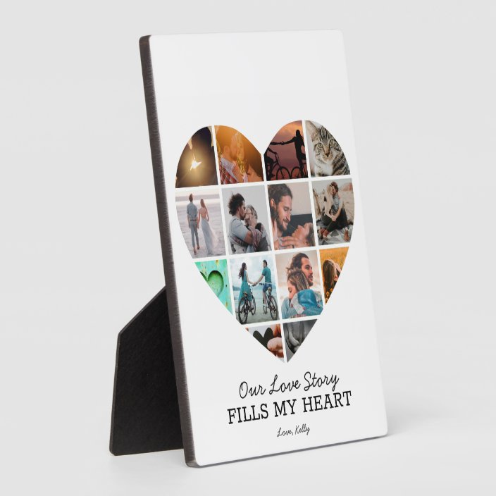 Heart Photo Collage Valentine's Custom Text Plaque | Zazzle.com
